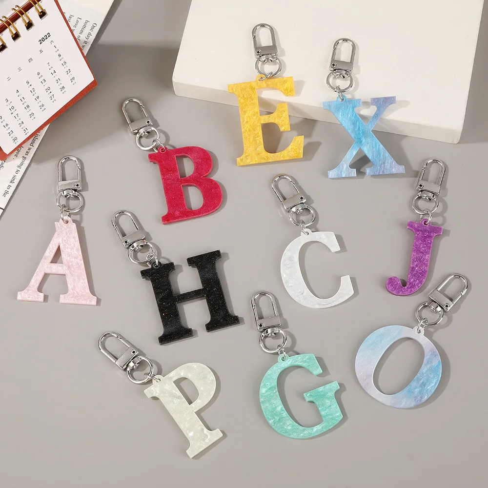 26-Letter Minimalist Keychain Resin English Alphabet Keyring ...