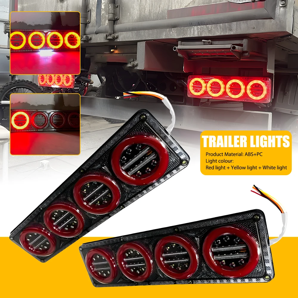 2Pcs AUXITO 465mm LED Red+Amber+White Tail Lights Driving Brake Stop ...