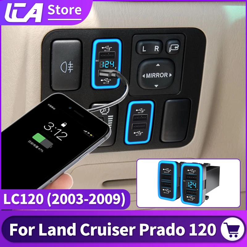 For Toyota Land Cruiser Prado 120 Lc120 2009-2003 Upgraded Accessories Fj120 Power Dual USB Port ...