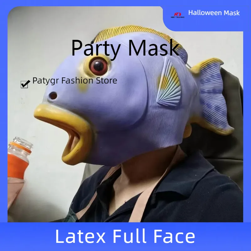 1PC-Funny-Animal-Purple-Tropical-Fish-Helmet-Horror-Monster-Latex-Full ...