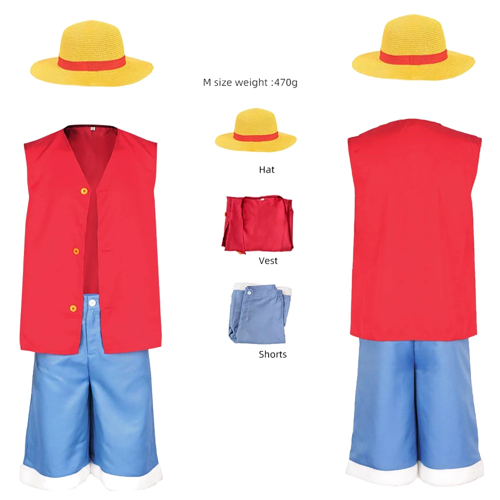 Luffy-Cosplay-Costume-Anime-Piece-Coat-Pants-Hat-for-Kids-Children ...