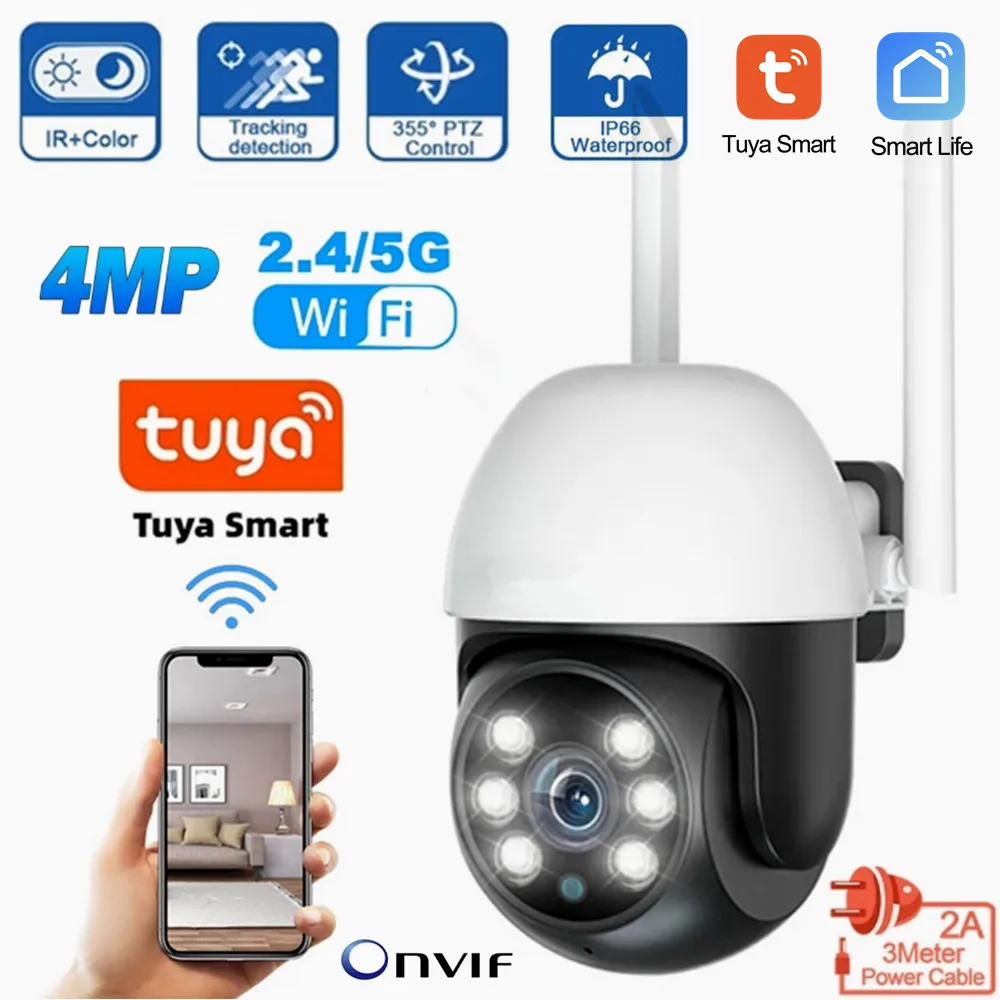 2K-4MP-5G-Wifi-PTZ-Camera-4x-Digital-Zoom-AI-Human-Detection-ONVIF ...