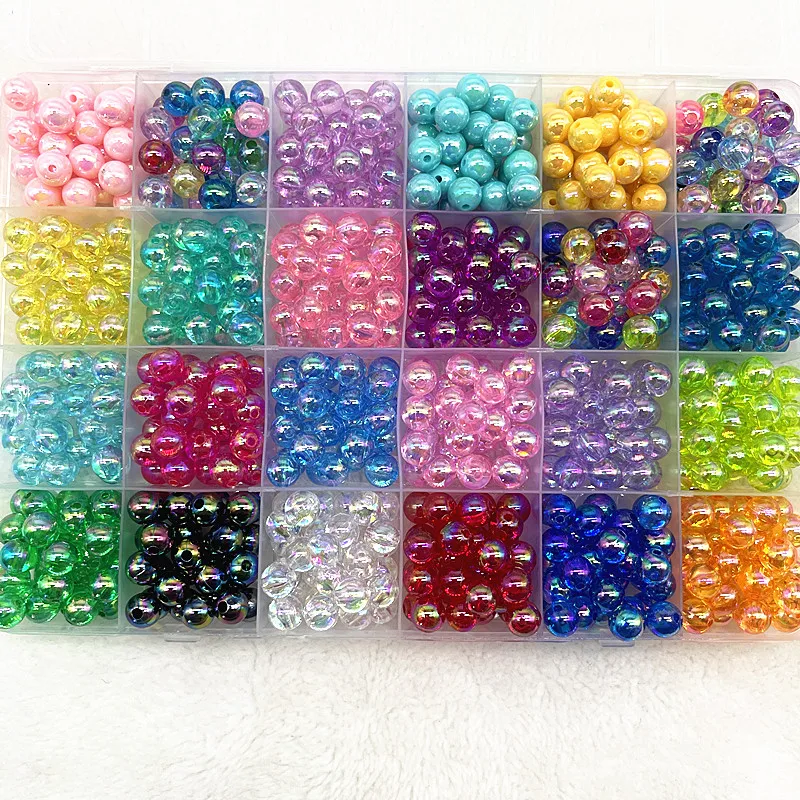NEW-50-pcs-8mm-Mixed-Colour-AB-Round-Acrylic-Loose-Spacer-Beads-for ...