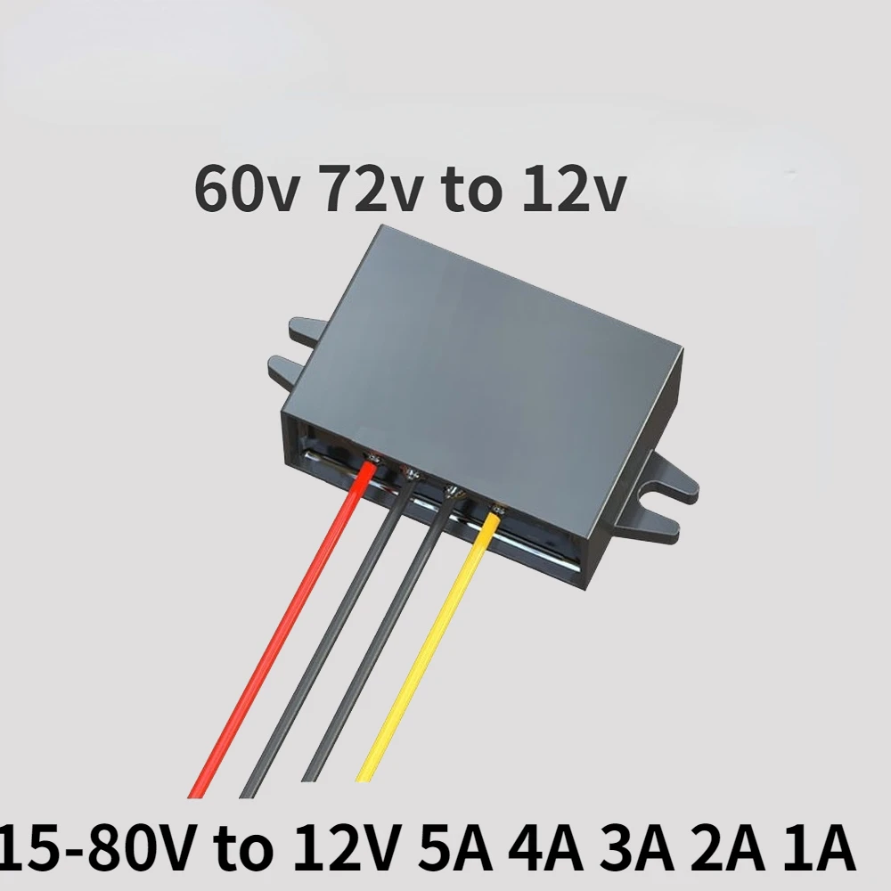 DC15-80V 차량용 전원 공급 장치 전압 인버터, IP67 DC 컨버터 레귤레이터, 24V, 36V, 48V, 12V, 5A, 4A, 3A, 2A, 1A 로 스텝 다운
