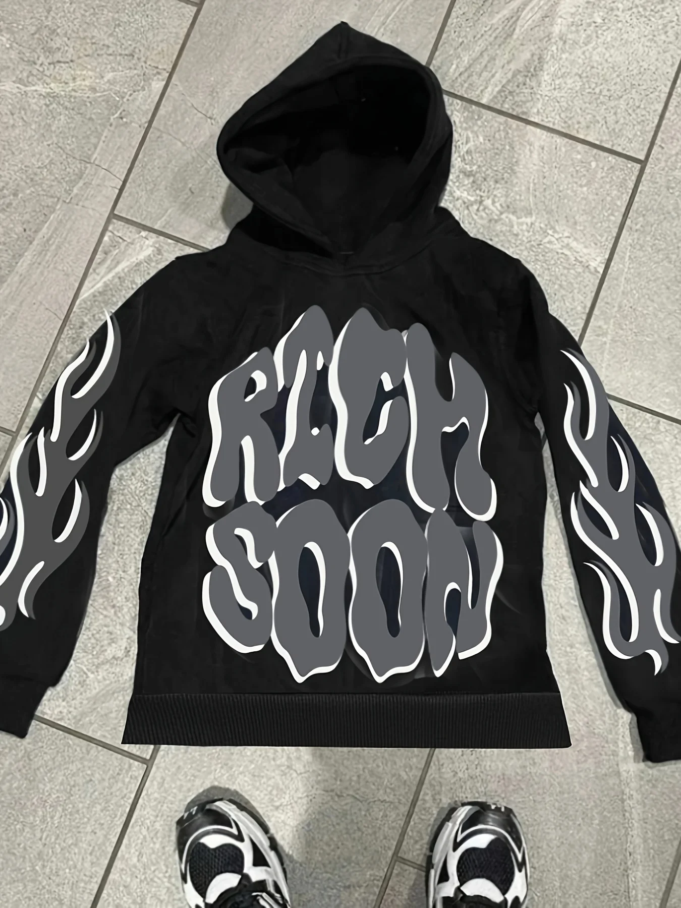 Men's Summer Hip - hop Style Rich Soon Flame - Embroidered Hoodie to ...