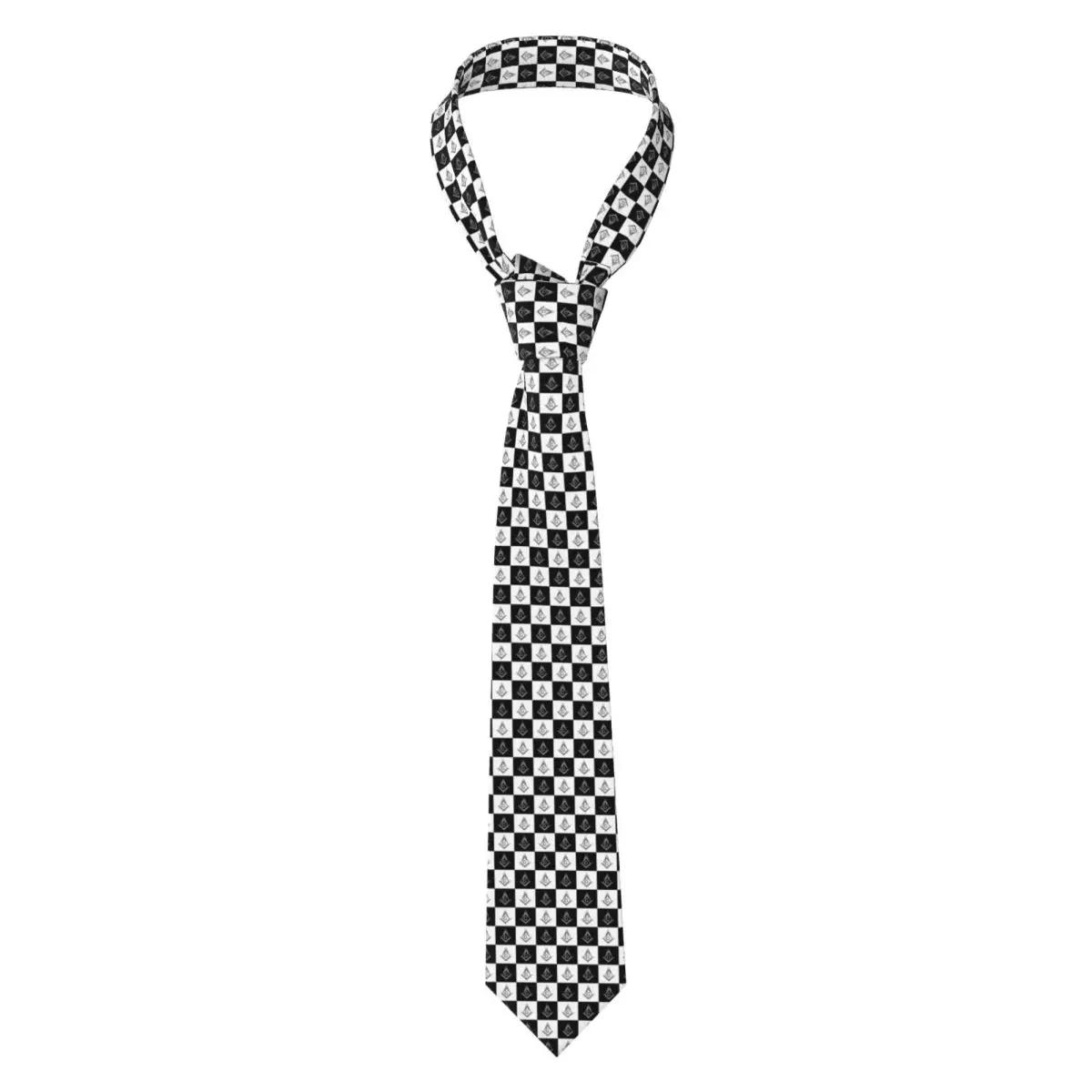 Custom Masonic Freemason Checkered Neckties Men Silk Masonic Symbol ...