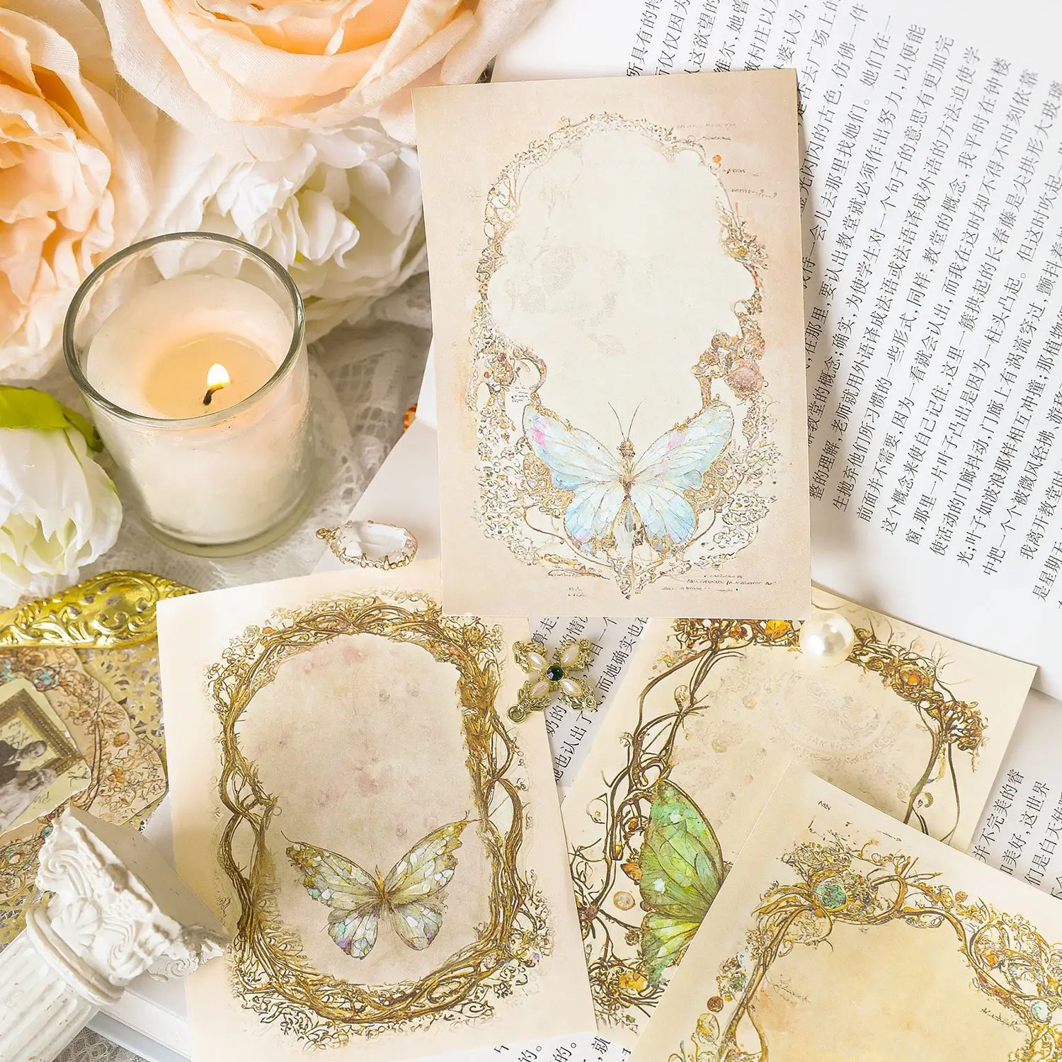 Retro Floral Border Design Pad DIY Decorative Collage 60 PCS Material ...