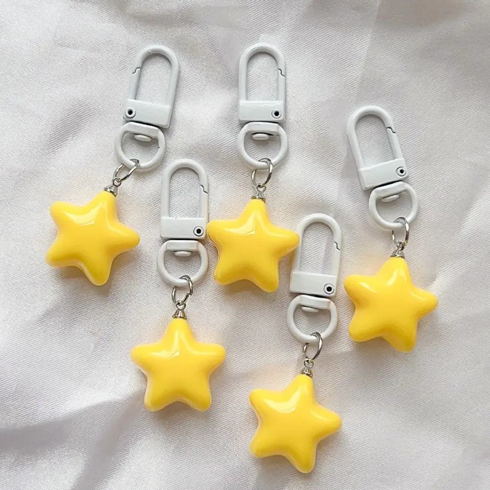 Stars Yellow Pink Stars Keychain Cute Soft Pentagram Chubby Yellow/Pink ...