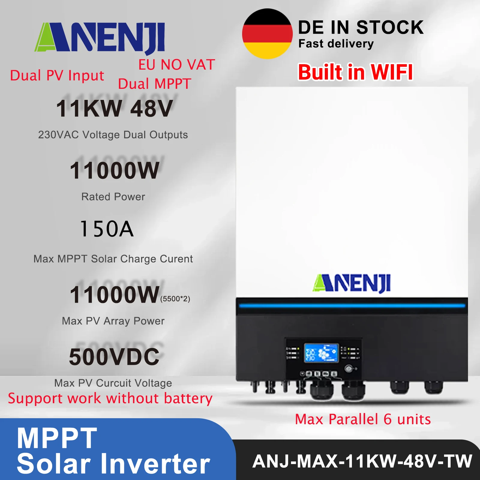 11KW-Hybrid-Soalr-Inverter-150A-Dual-MPPT-Dual-AC-Output-230V-48V-50hz ...