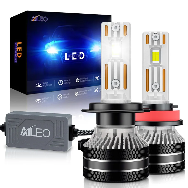 Aileo 2 Pcs H7 Led Headlight 6000k H11 H1 H9 9005 9006 H4 Hi/lo Beam Canbus No Error 30000lm ...