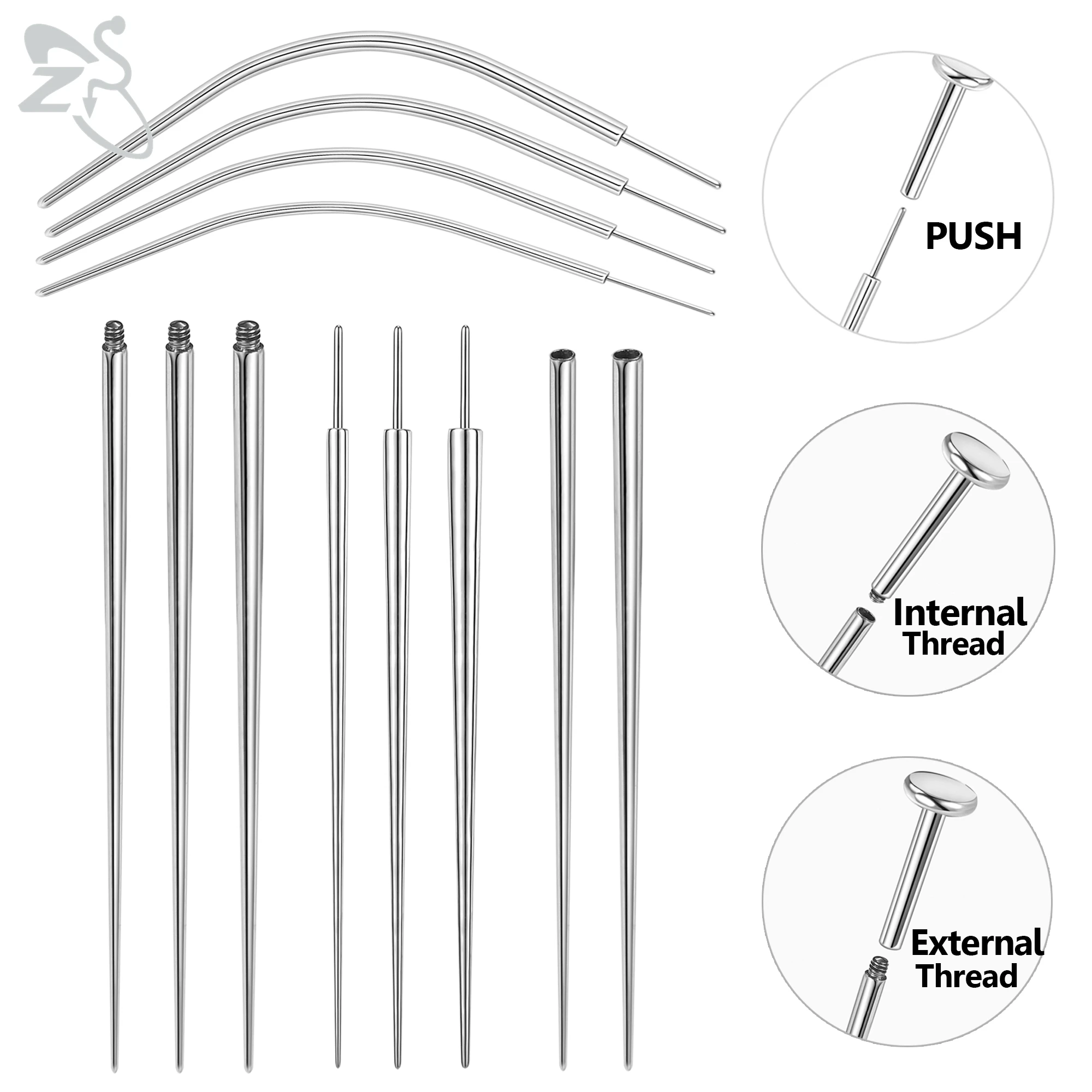 ZS-1-PC-14G-20G-G23-Titanium-Steel-Perforated-Guide-Rod-Men-Puncture ...