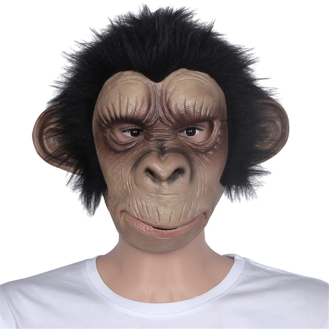 Black Hair Red Face Ape Mask Halloween Animal Costume Cosplay Party ...