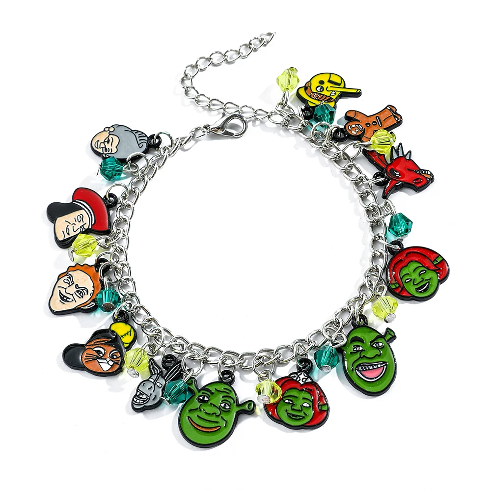 Cartoon-Anime-Green-Monster-Shrek-Pattern-Bracelet-Pendants-accessories ...