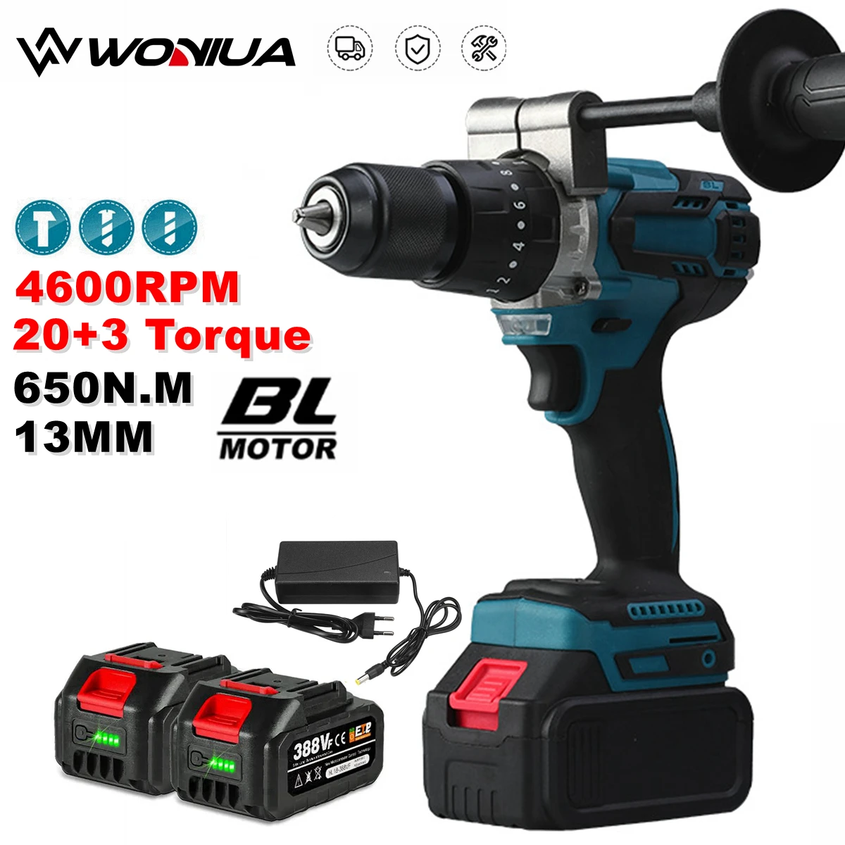 650NM-13MM-Brushless-Electric-Drill-20-3-Torque-Cordless-Impact-Drill ...