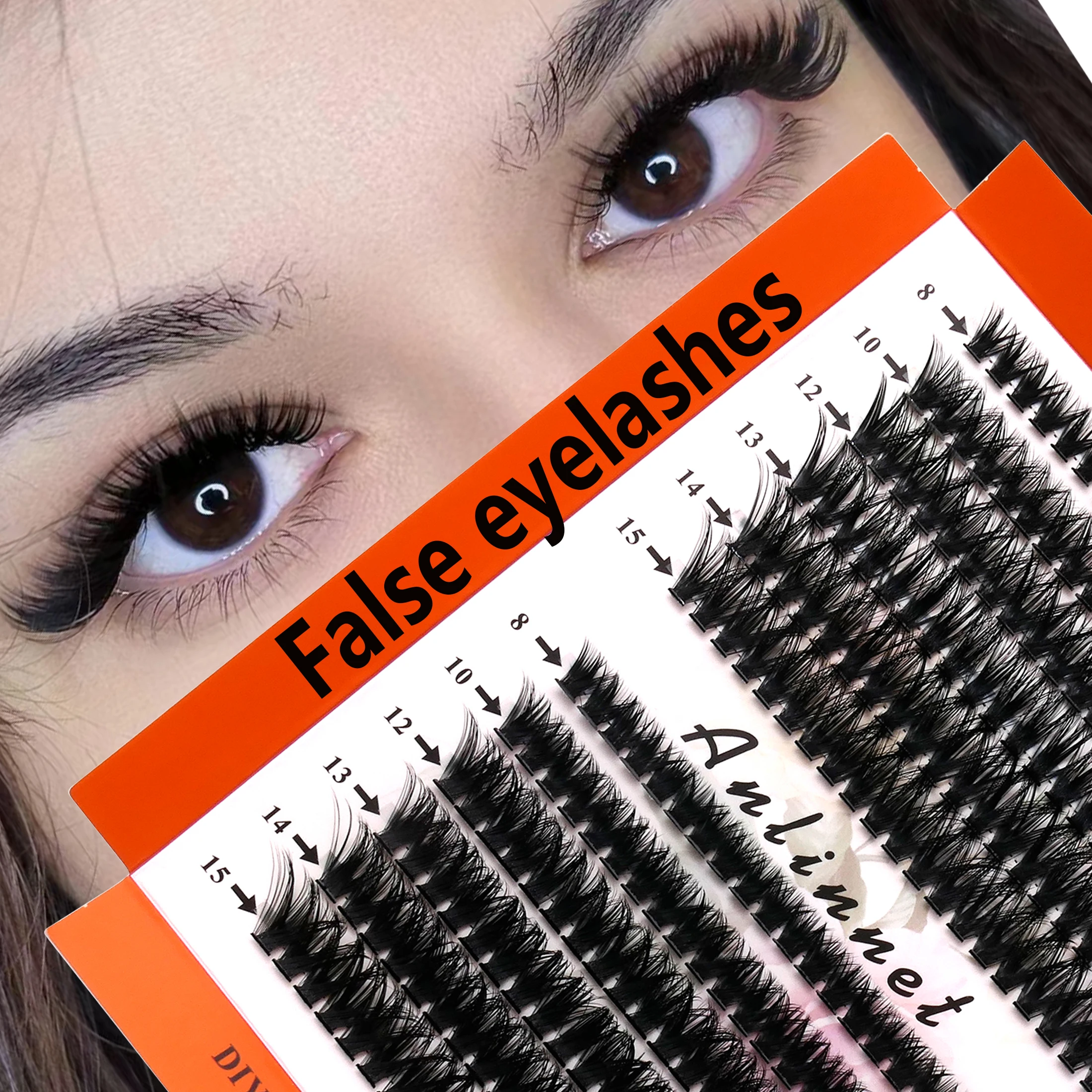 240 clusters of makeup 3D false eyelashes 8mm-15mm mixed natural thick ...
