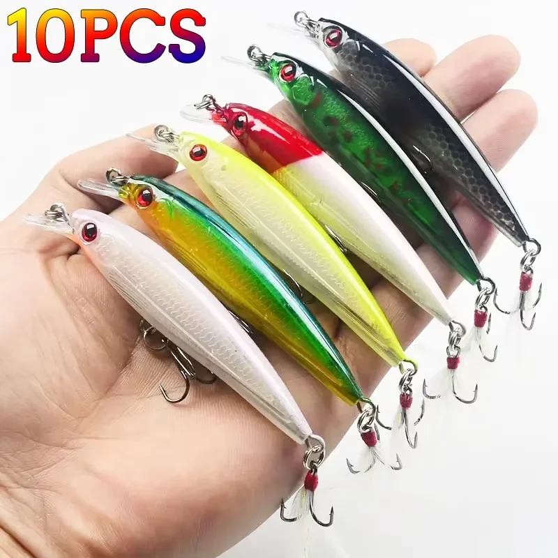 Laser Minnow Fishing Lure 10/5Pcs Artificial Bionic 9cm/7g Swing Hard ...