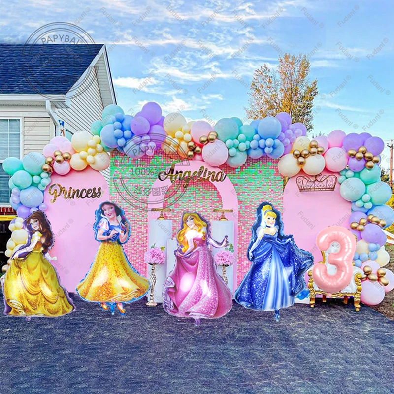 92pcs-Disney-Four-Princess-Balloons-32inch-Pink-Number-Foil-Balloons ...
