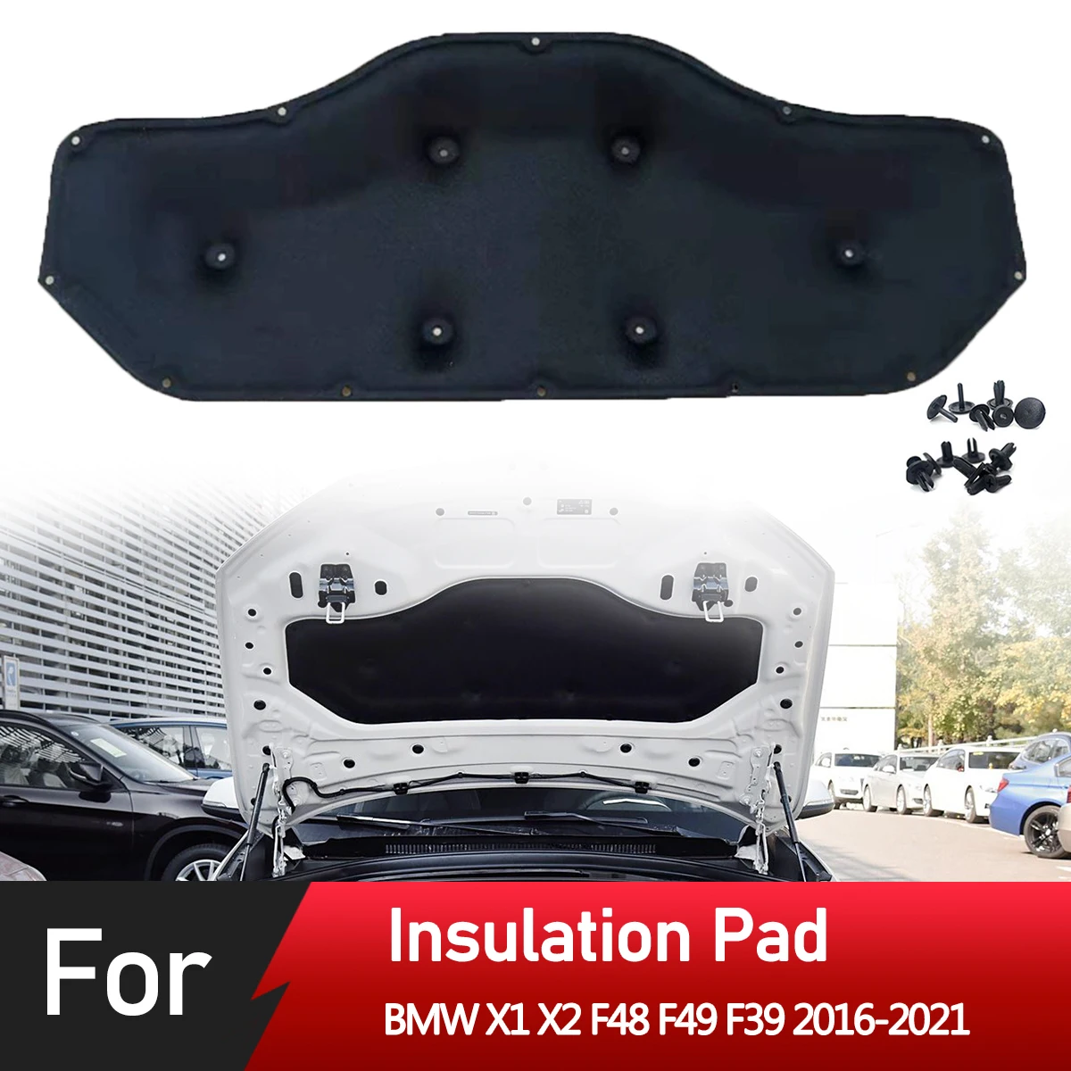 Front Engine Hood Insulation Pad Heat Sound Cotton Soundproof Mat Cover ...