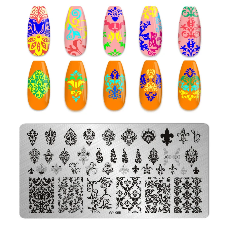 Striped Line Nail Stamping Plates Swirl French Line Flower Stamp Plate ...