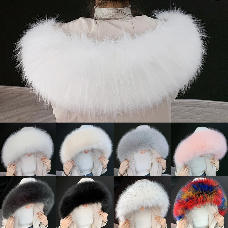 Multicolor-Fake-Fur-Scarf-for-Women-Faux-Raccoon-Fur-Scarf-Winter-Hood ...