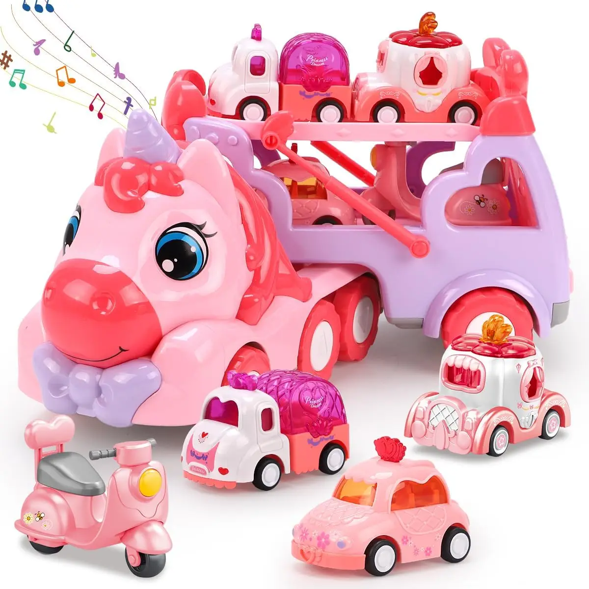 5-in-1-Carrier-Truck-Car-Toys-for-Girls-Toddlers-Unicorn-Toy-Girl-Cars ...