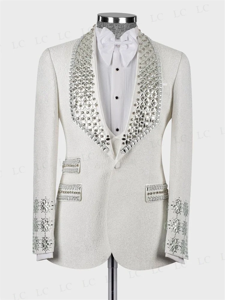 Floral-Wedding-Groom-Diamonds-Beading-Crystals-Men-Suits-2-Pieces ...