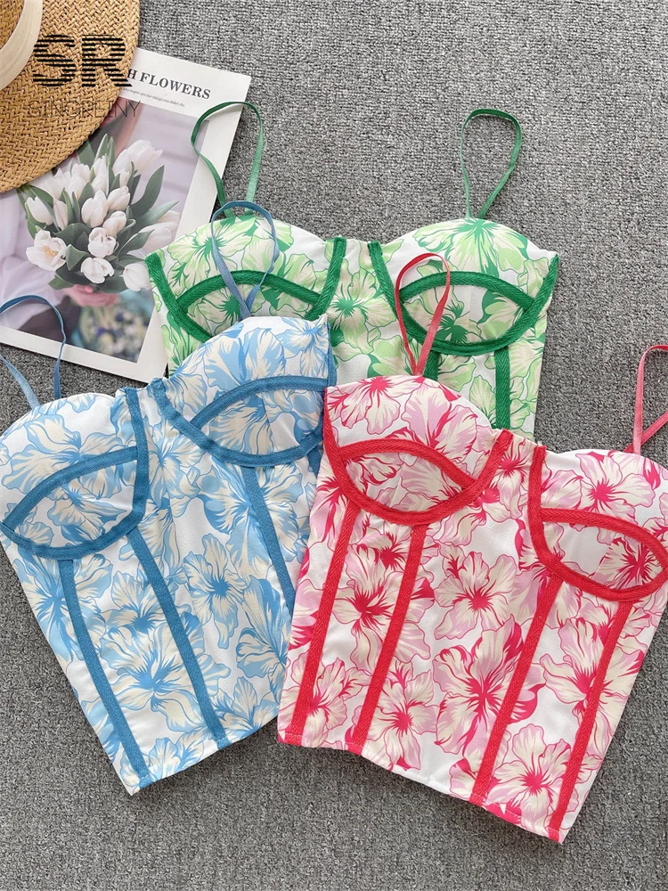 Singreiny Patchwork Slim Camisole Sleeveless Women Backless Elastic