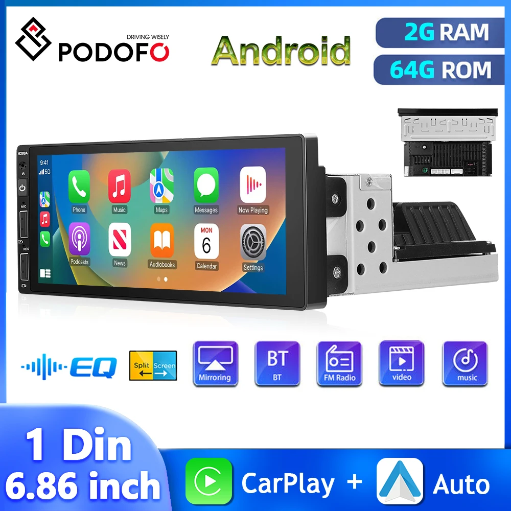 Podofo-6-86Inch-Car-Radio-Android-1Din-Multimedia-Player-2-64G-Wireless ...