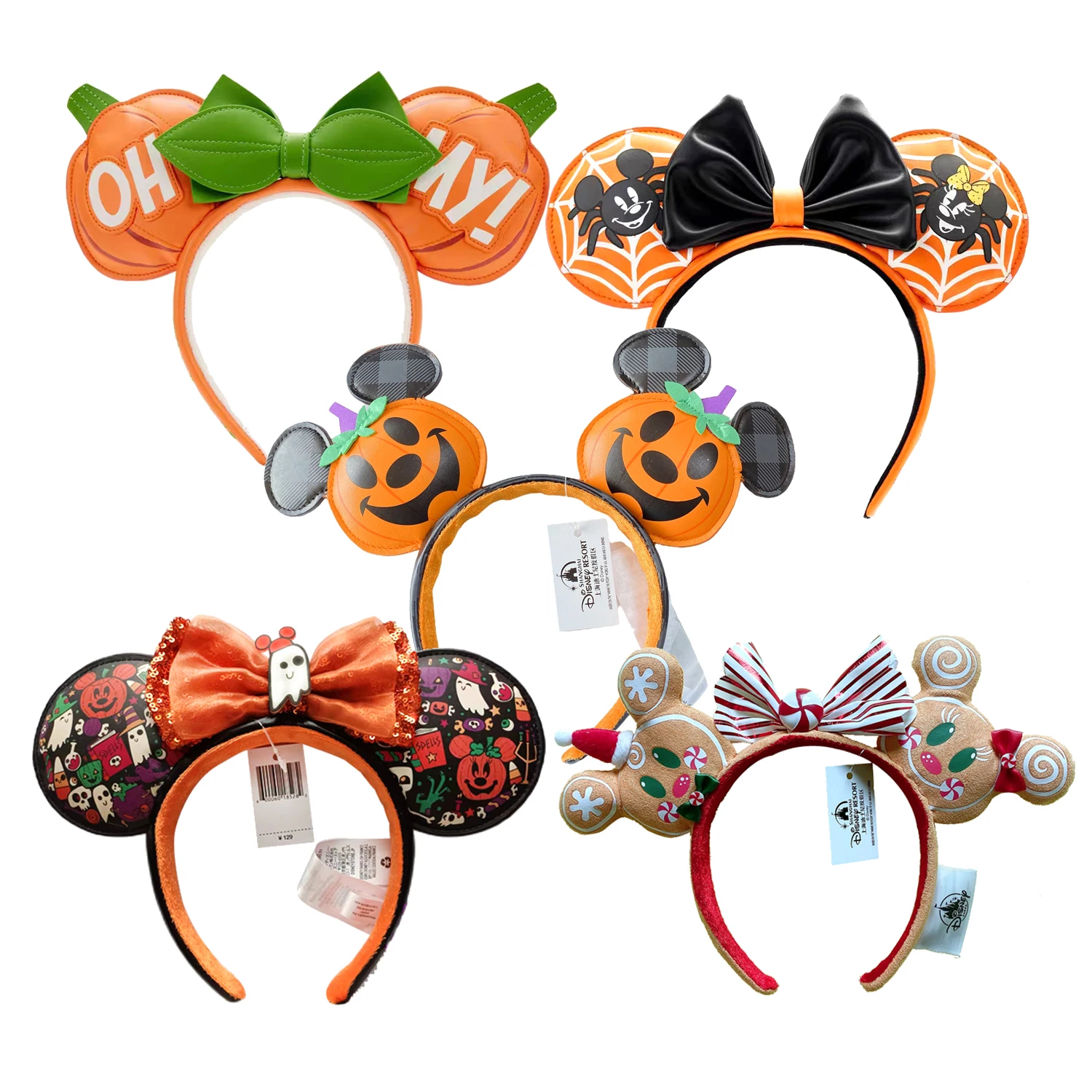 Mickey Mouse Hairband Satin Bow Headband with Ears Halloween Ghost ...