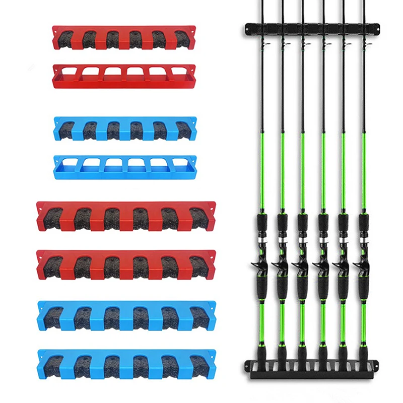 Fishing Rod Holders 6-Rod Rack Vertical Pole Holder Wall Mount Modular ...