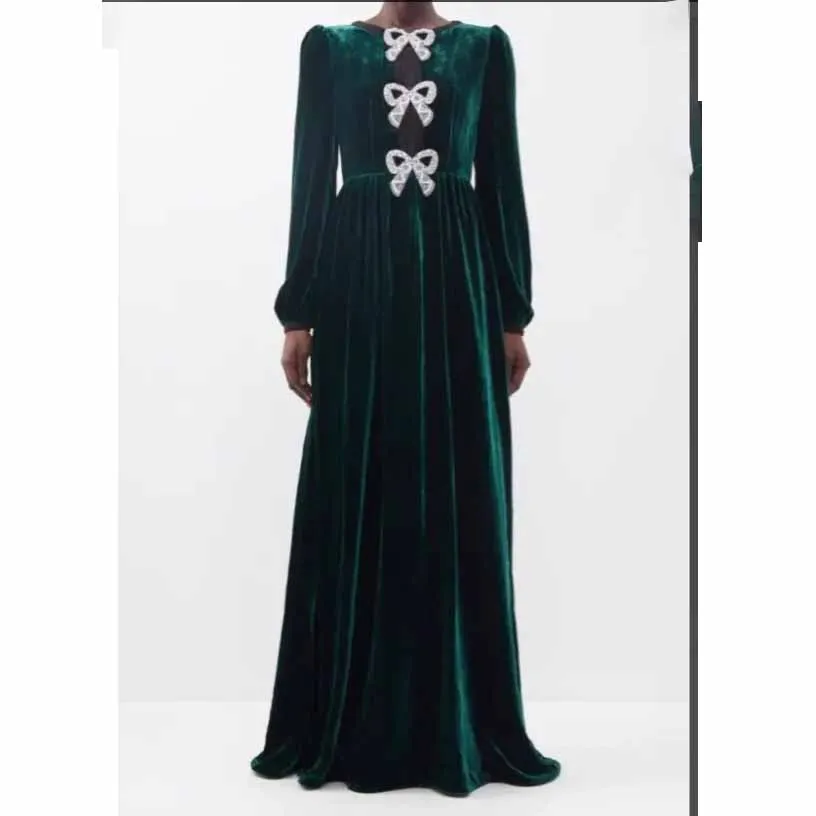 KSDN-Green-Prom-Dress-Women-Luxury-Gown-Long-Sleeve-Floor-Length-Bow-O ...