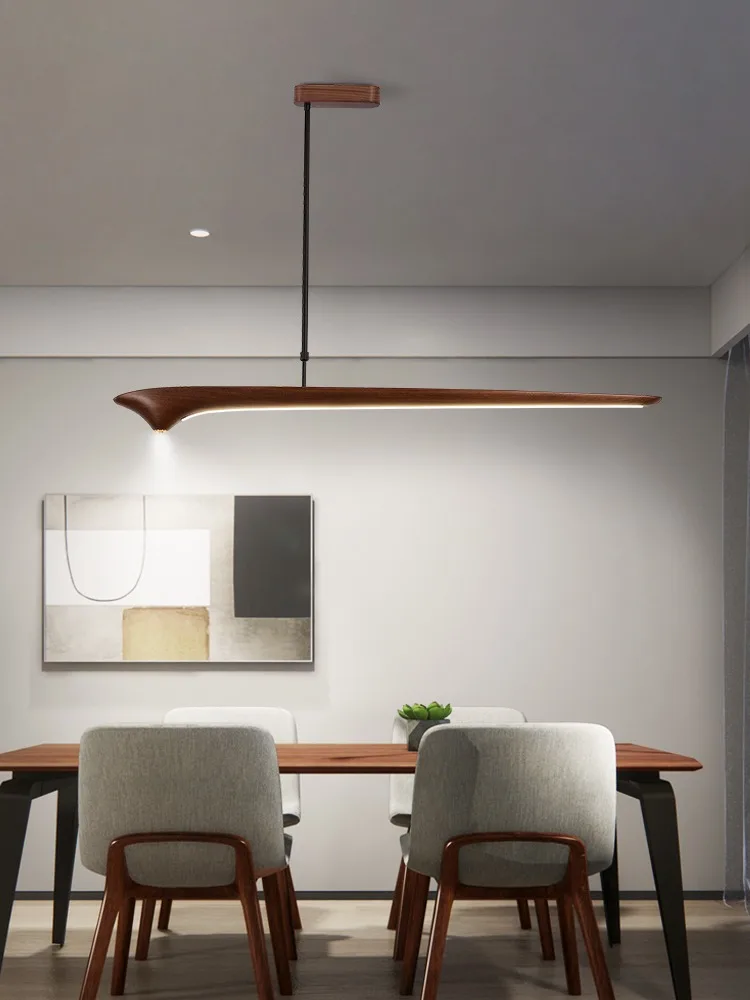 North-American-black-walnut-solid-wood-long-bar-restaurant-pendant ...