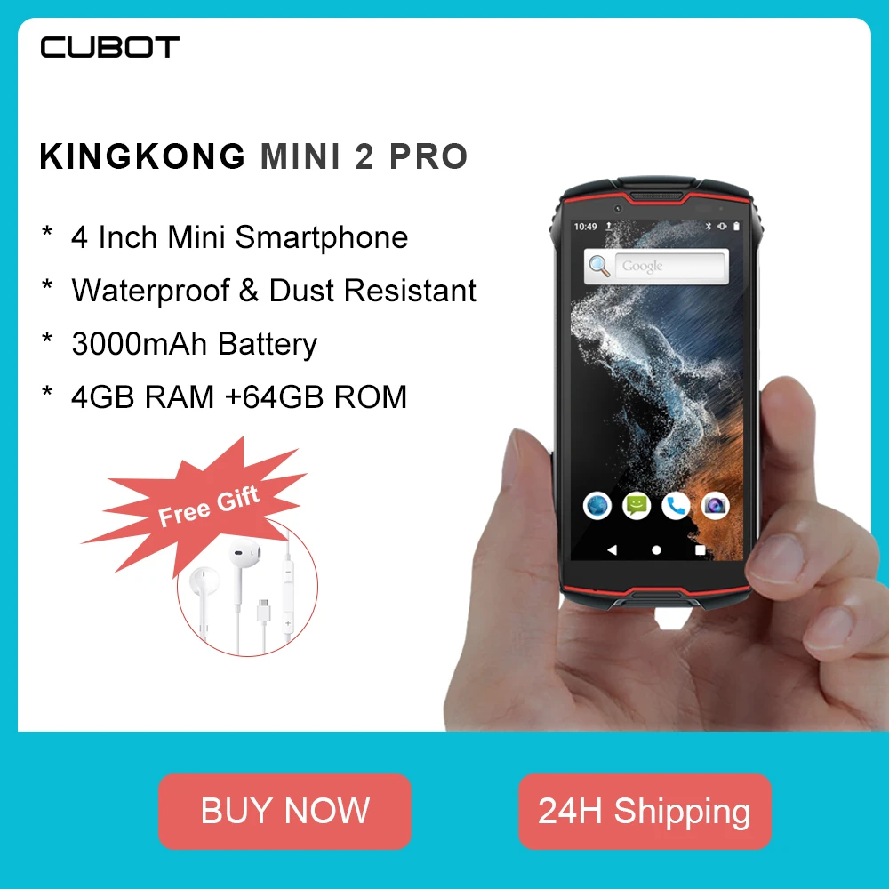 Cubot 4-Inch Waterproof Mini Smartphone, KingKong MINI2 Pro, Octa-Core ...