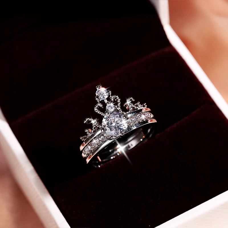 ANILLO-DE-CORONA-DE-PLATA-925-para-mujer-anillo-doble-de-circonita ...