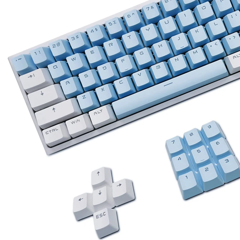 Azul Branco PBT Keycaps, Perfil OEM, Double Shot Backlight, Cherry MX ...