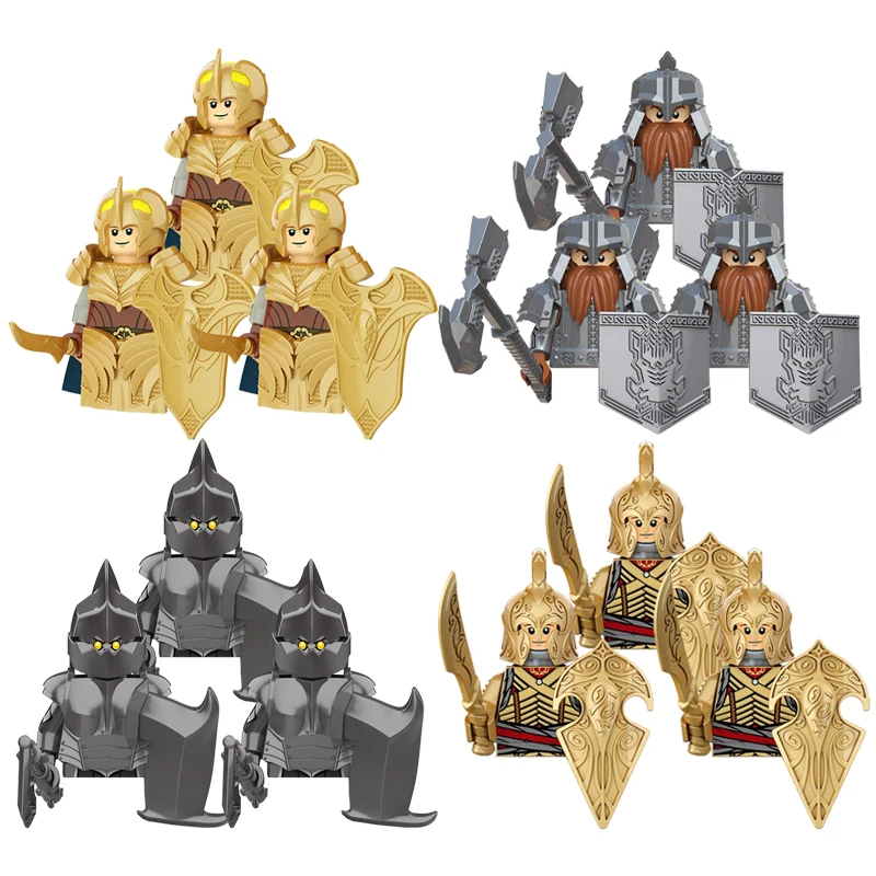 3pcs Lord Rings Elves Orcs Army Dwarf Rohan Mini Action Toy Figures ...