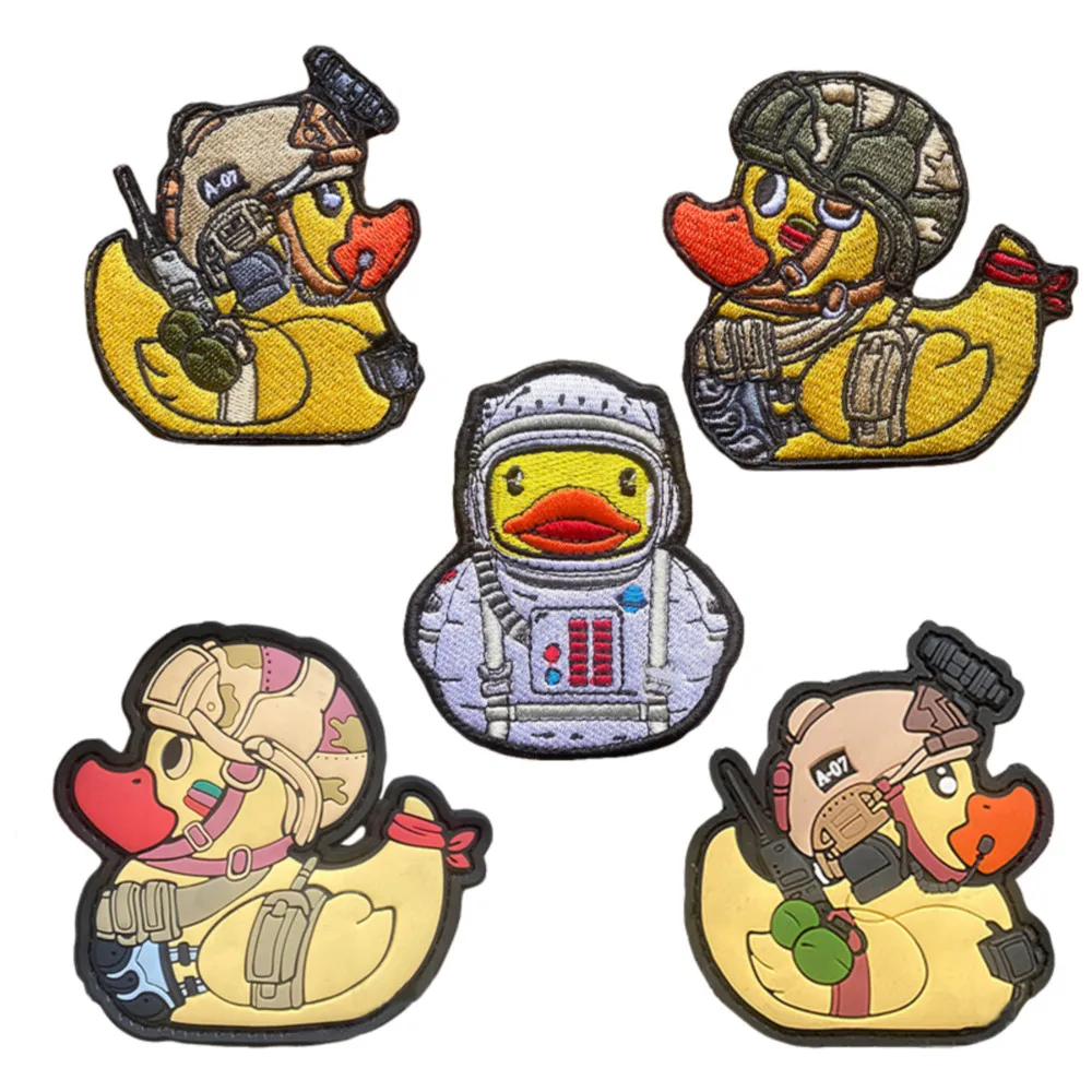 Parche de PVC de dibujos animados de pato amarillo, pegatina de tela ...