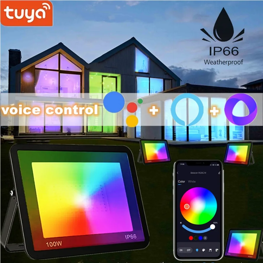 RGB-Floodlight-TUYA-Smart-APP-WIFI-Voice-Control-IP66-3000-6500K-30W ...