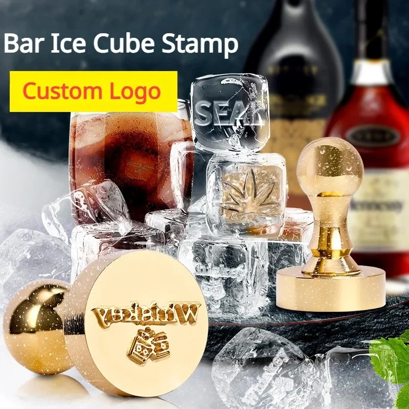 Custom-Logo-Brass-Bar-Ice-Cube-Stamp-Cold-Stamping-Cocktail-Design ...
