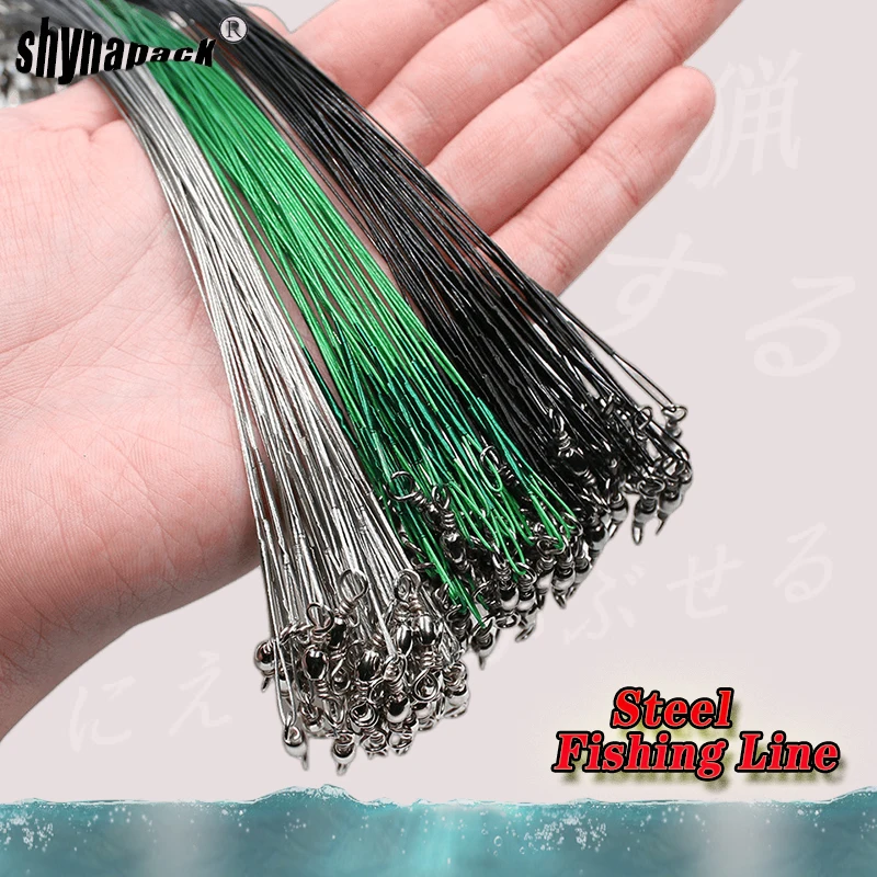 10PCS-Anti-Bite-Steel-Fishing-Line-15cm-30cm-Steel-Wire-Leader-With ...