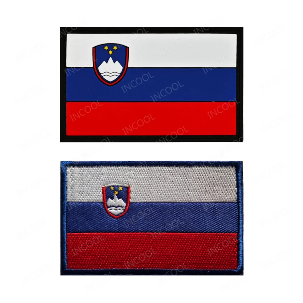 Slovenia-National-Flag-Embroidered-Patches-3D-Rubber-PVC-Slovenija-Flags-Emblem-Hook-Loop-Badges ...