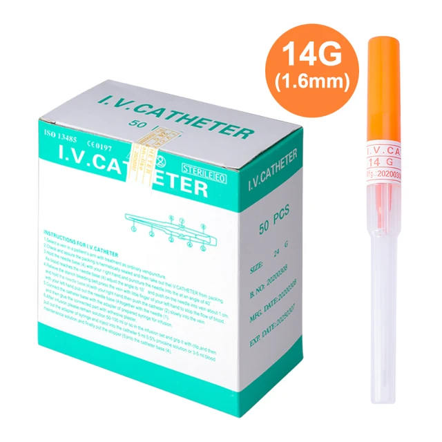 1-50PCS Sterile Piercing Needle Disposable I.V. Catheter Cannula Ear ...