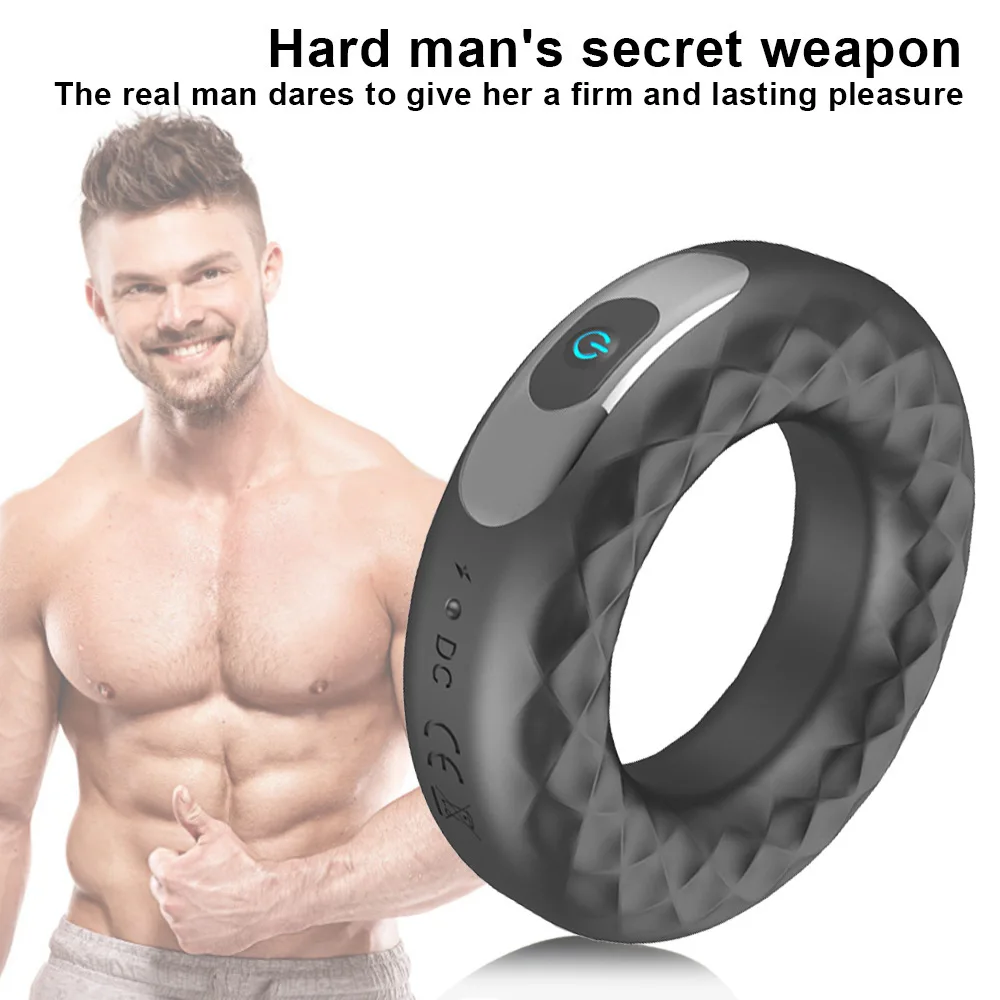 USB Charging Silicone Vibration Penis Ring Men Penis Lock Ring Electric cock ring Vibrator Dick ...