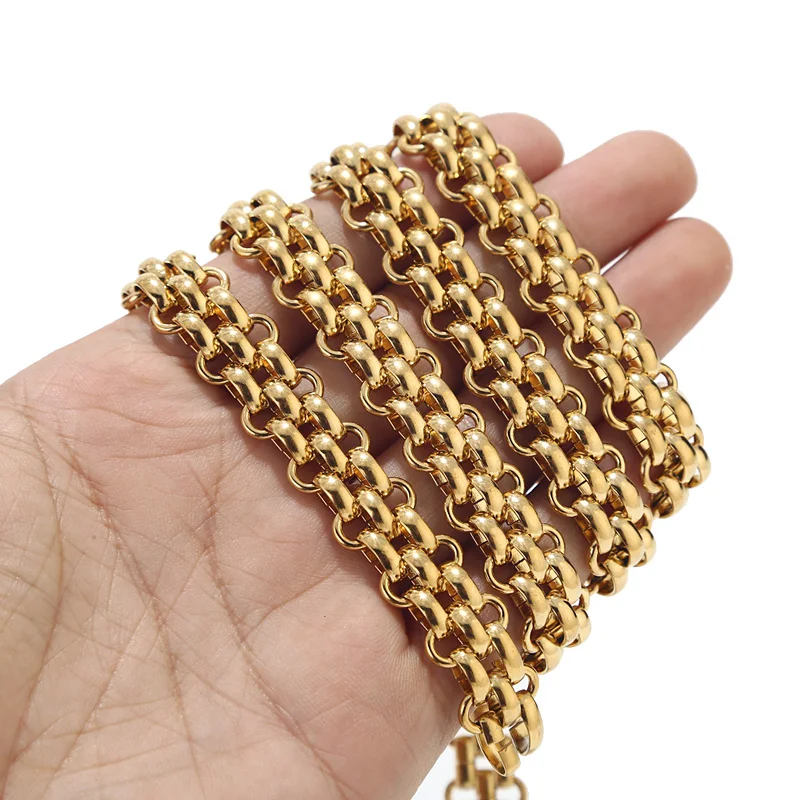 1M 316L Stainless Steel Gold Plated 13mm Width Heavy Handmade Link ...