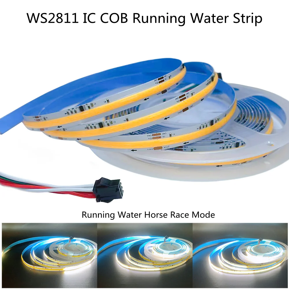 COB Flowing Light Strip 24V 5m 360Leds/m WS2811 IC Addressable Running ...