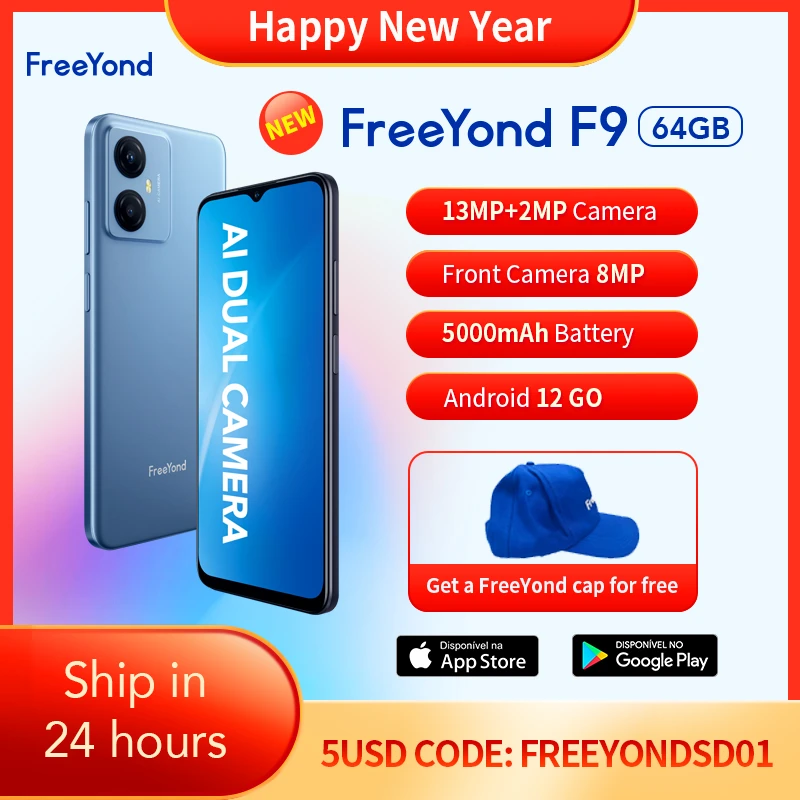 FreeYond teléfono móvil F9 versión Global, Smartphone con pantalla HD ...