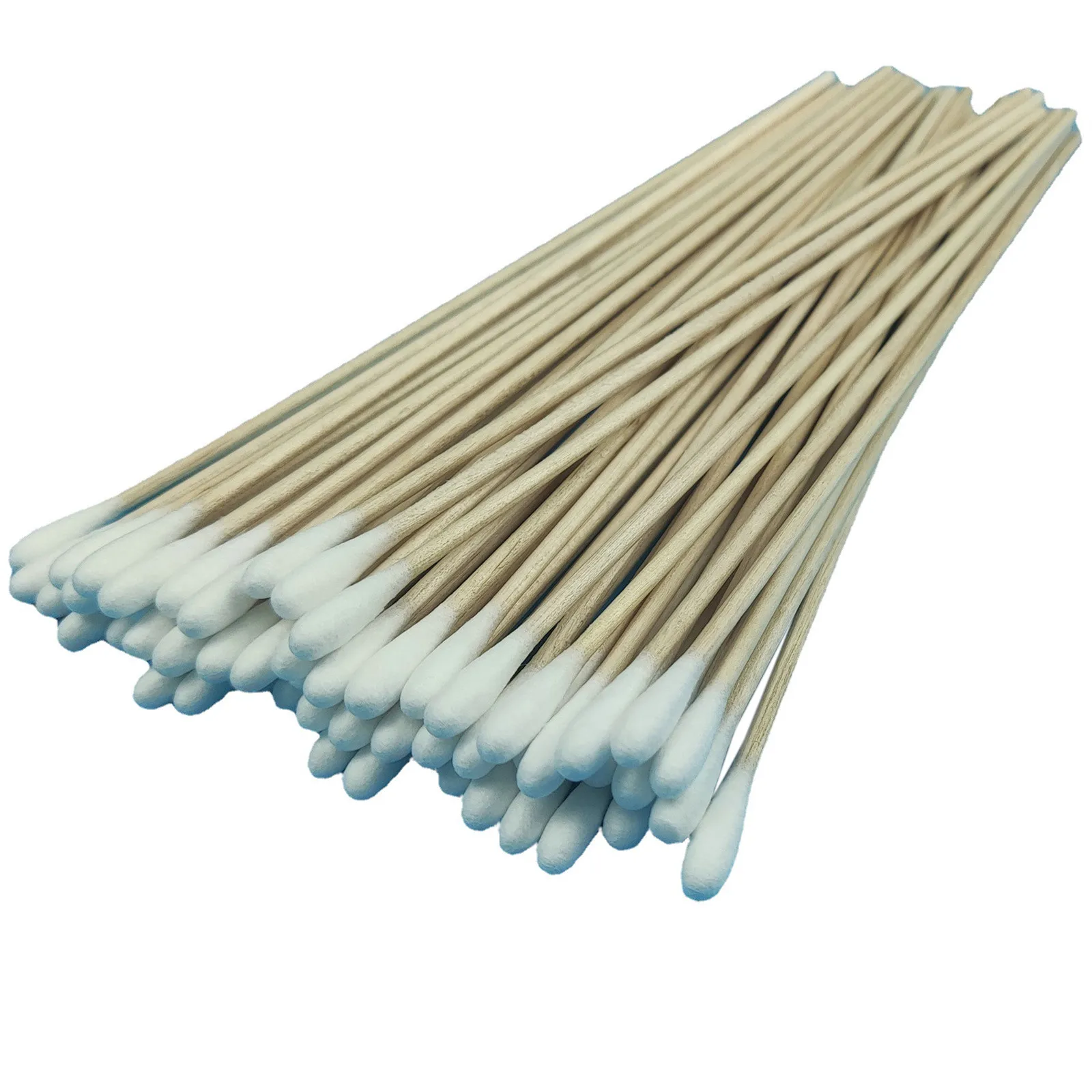 200PC-15cm-6-Inch-Single-Head-Degreased-Wood-Rod-Cotton-Swab-Long-Birch ...