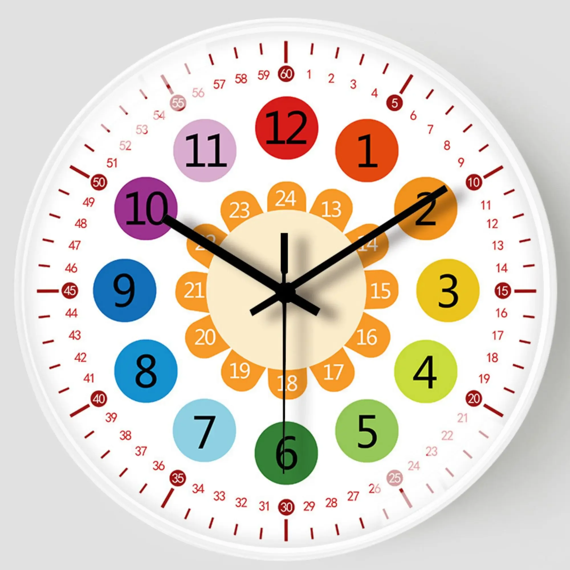 1pc Silent Wall Clock for Student,Teaching Clock for Classrooms,Non ...