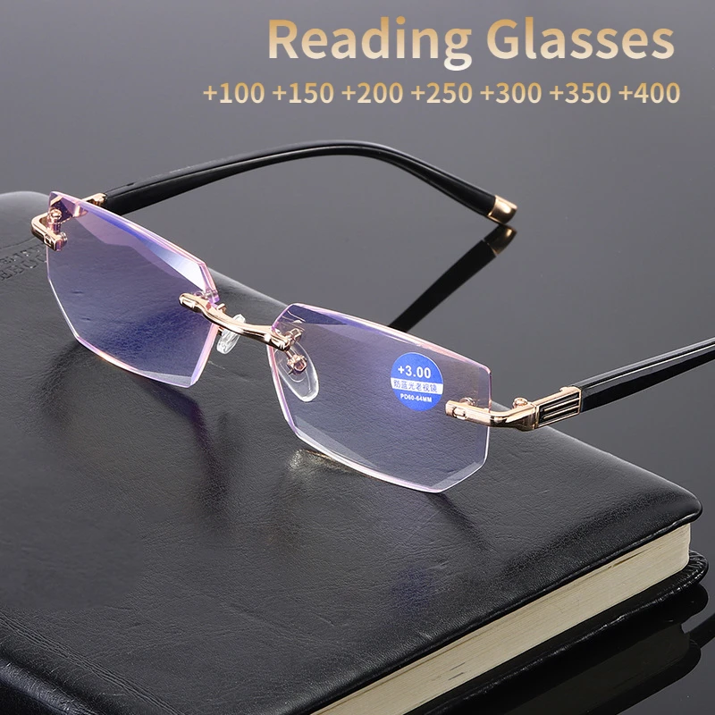 New-Fashion-Blue-Light-Blocking-Reading-Glasses-Women-Diamond-Cut-Edges ...