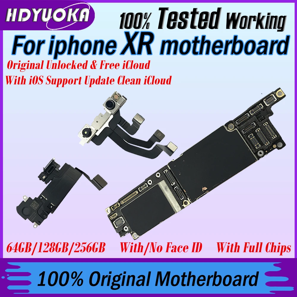 100% Original Unlocked Motherboard For iPhone XR Logic Main Board With Face ID Full Chips IOS ...